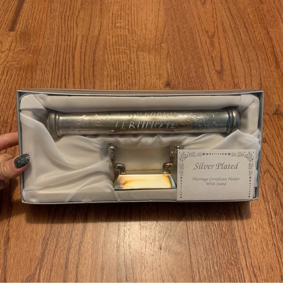 Office | Nib Silver Plated Marriage Certificate Holder With Stand ...